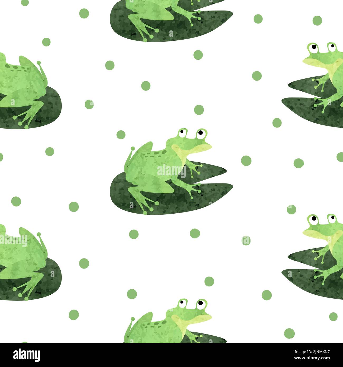 Funny watercolor frog pattern. Seamless vector background Stock Vector ...