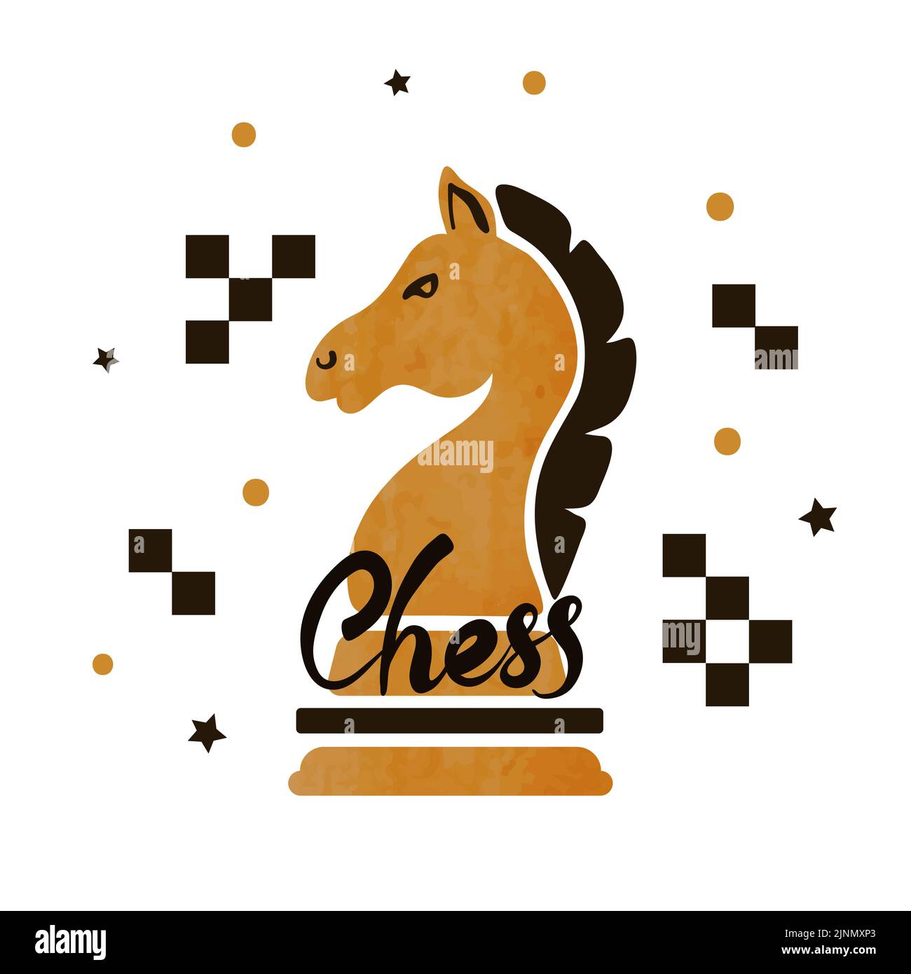 Chess poster with knight. Vector illustration of chess horse Stock ...