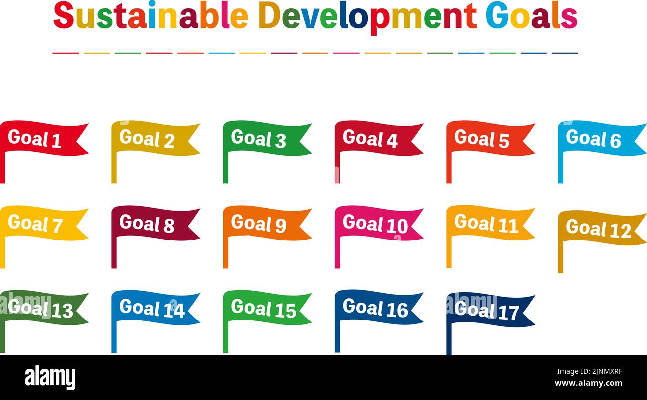 SDGs, a set of labels for development goals in 17 predetermined colors ...