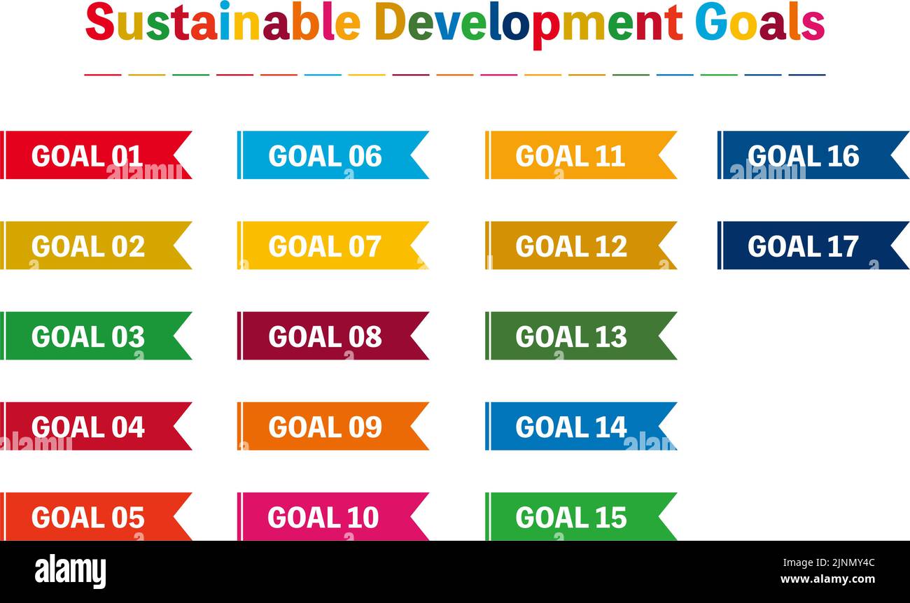 SDGs, a set of labels for development goals in 17 predetermined colors ...