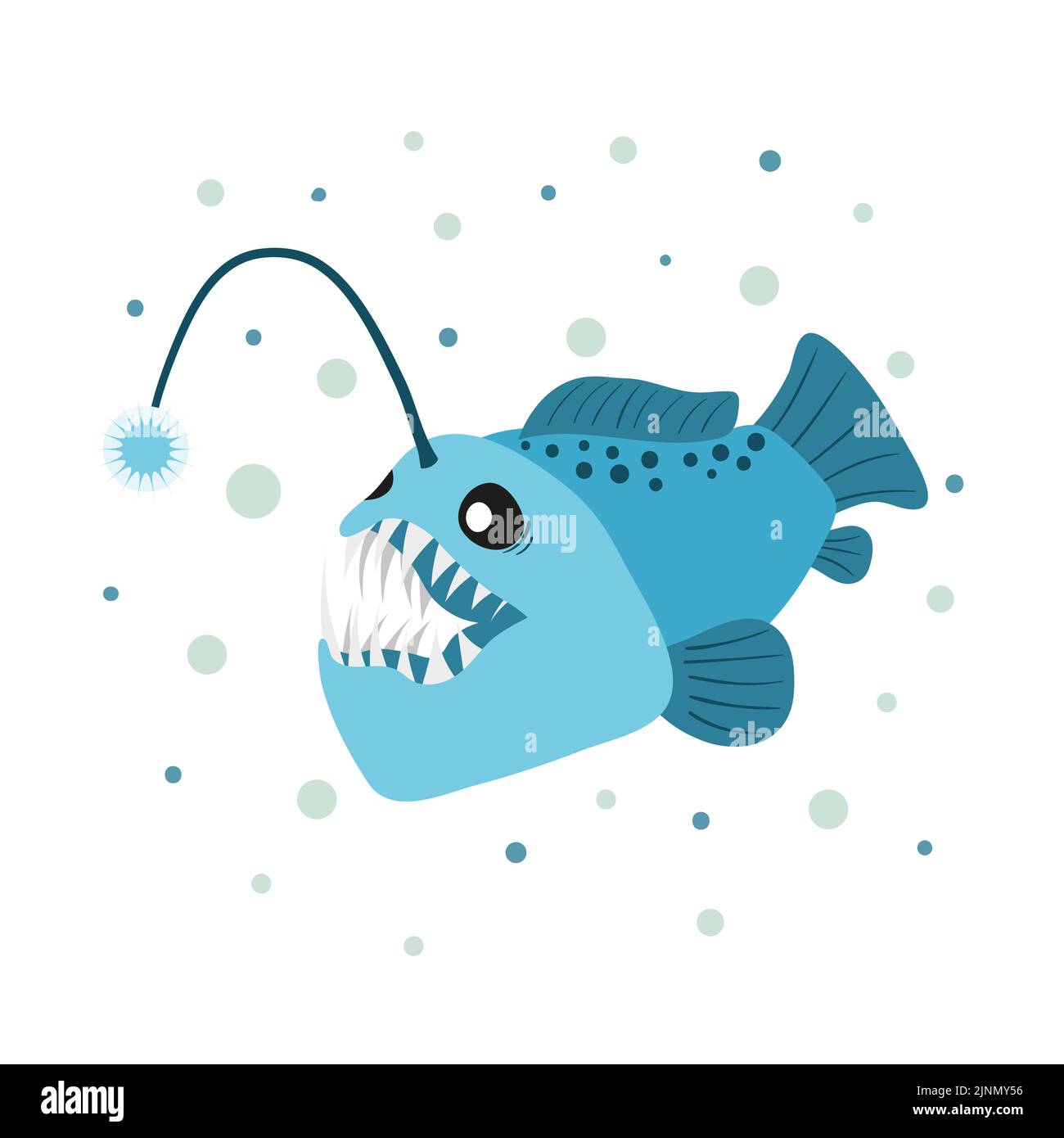 Cartoon angler fish. Vector illustration of anglerfish character Stock ...