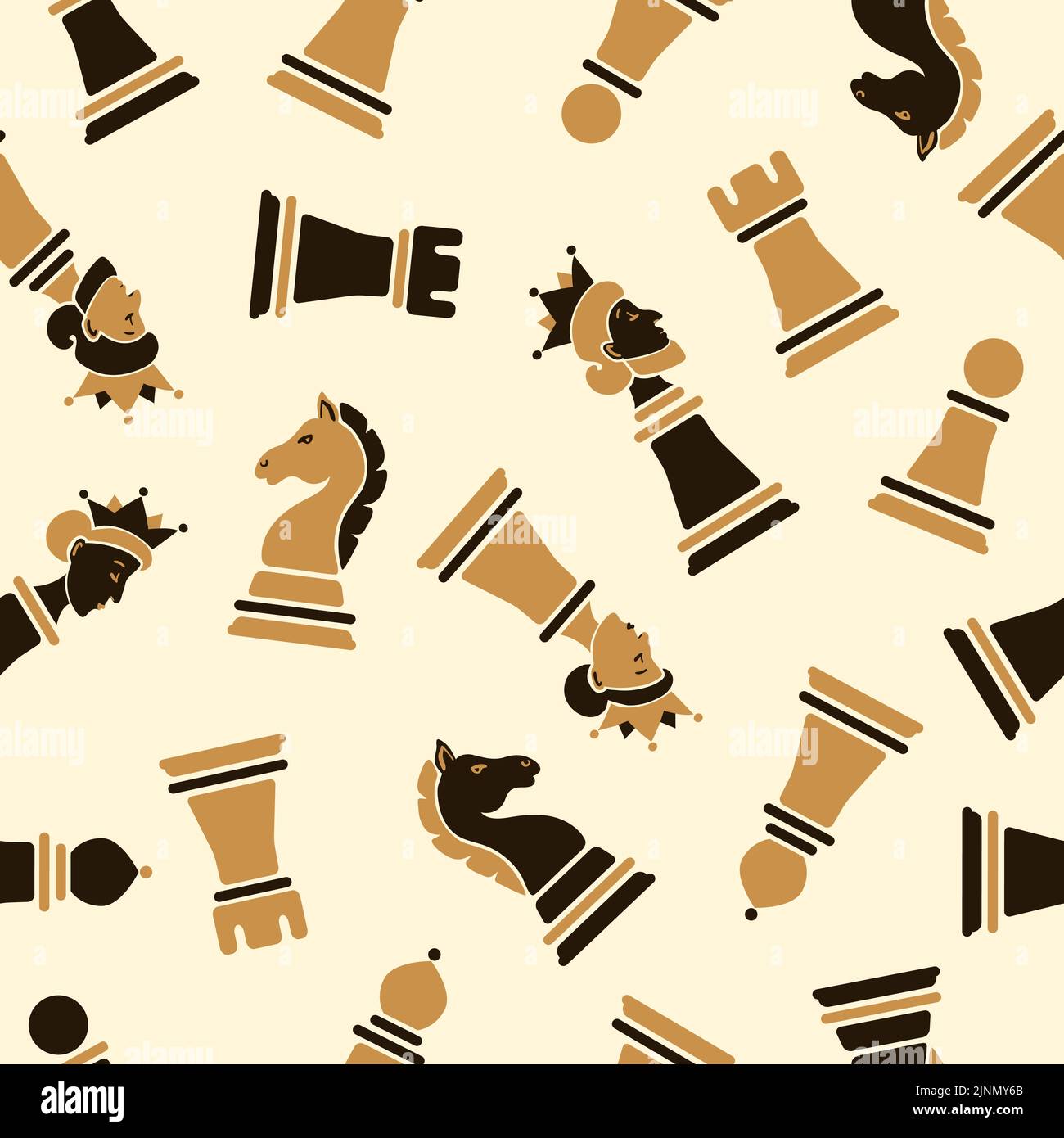 Chess pieces pattern. Seamless strategy game vector background Stock ...