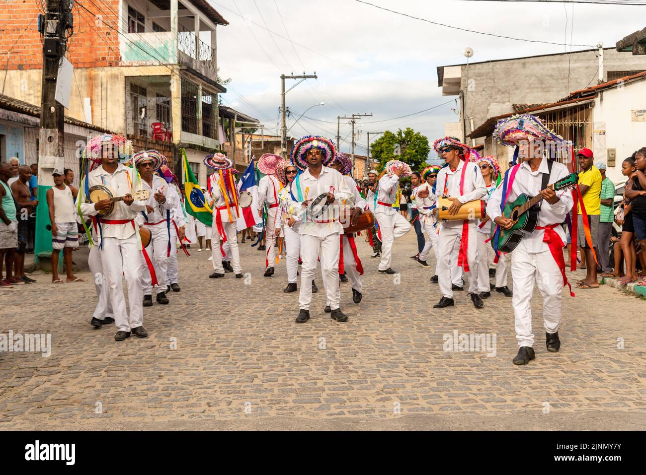 Saubara, Bahia, Brazil - August 06, 2022: Members of the Marujada de ...