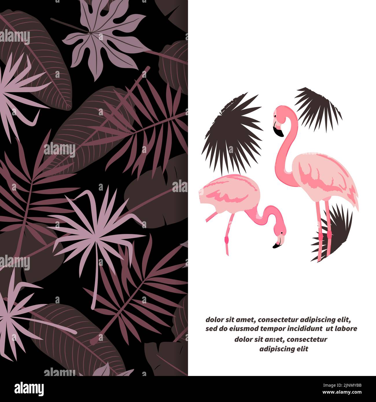 Flamingo bird vector illustration. Tropic background with tropical ...
