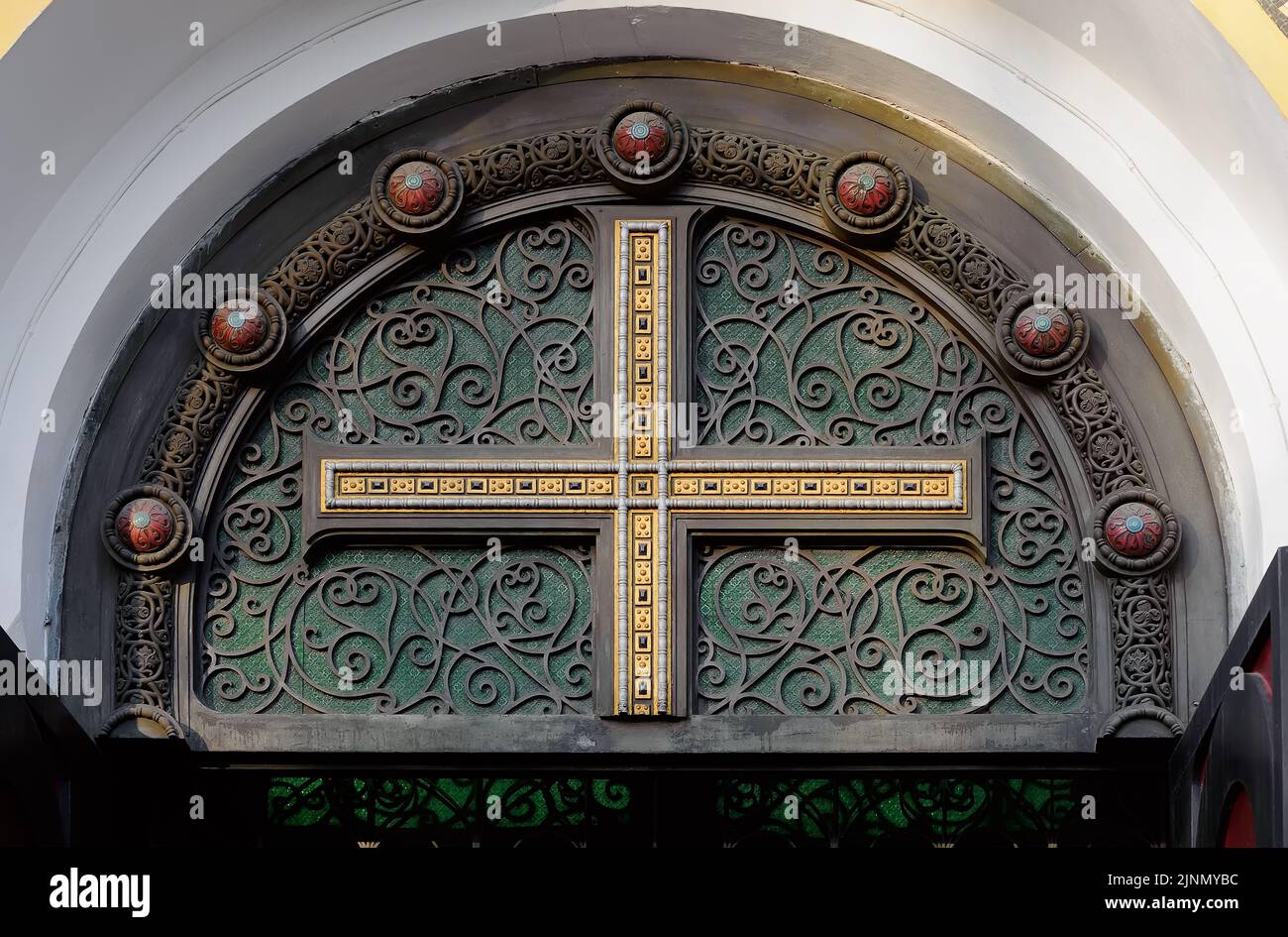 Door arch cross decoration of St Volodymyr's Cathedral in Kyiv Ukraine ...