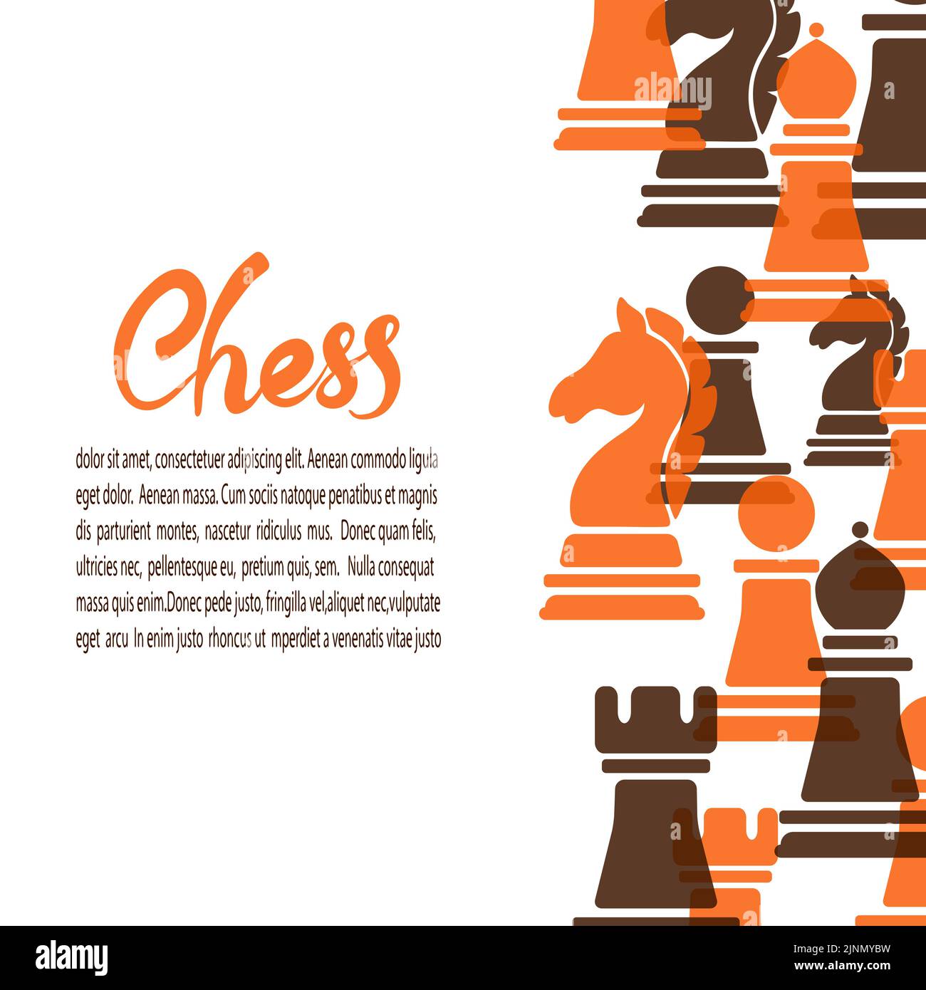 Chess game poster. Vector banner with chess pieces and place for text ...