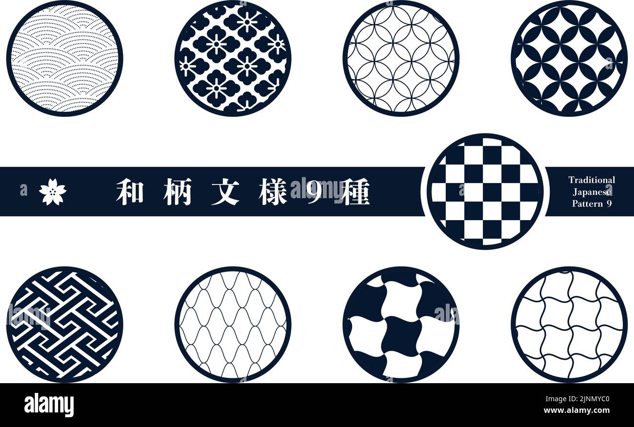 A set of 9 traditional Japanese patterns -Translation: 9 Japanese ...