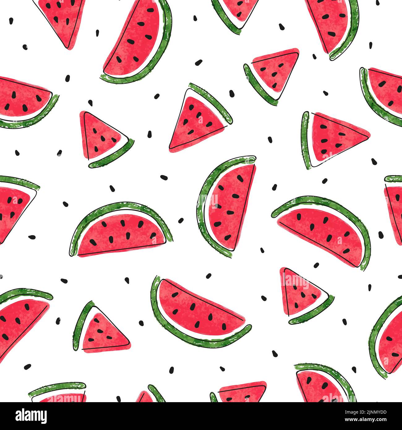 Seamless watermelons pattern. Vector summer background with watercolor watermelon slices Stock ...