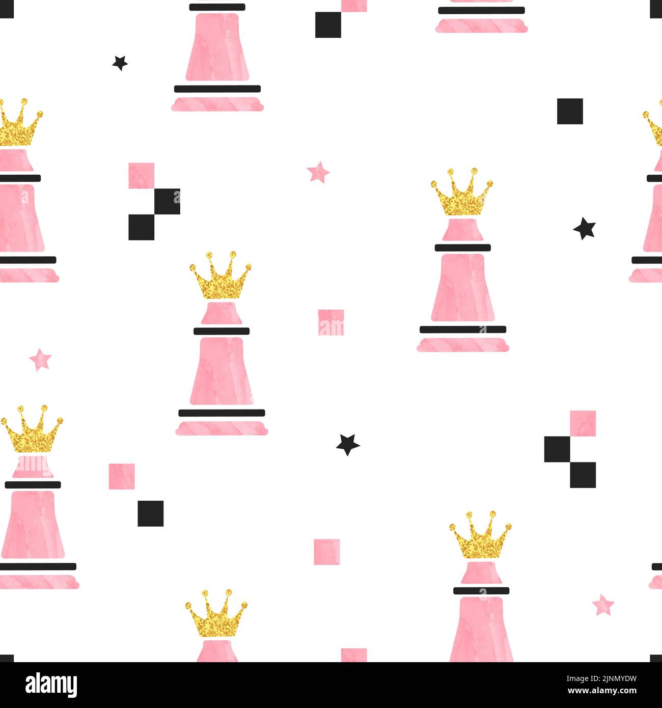 Chess Queen seamless pattern. Strategy game vector background Stock ...