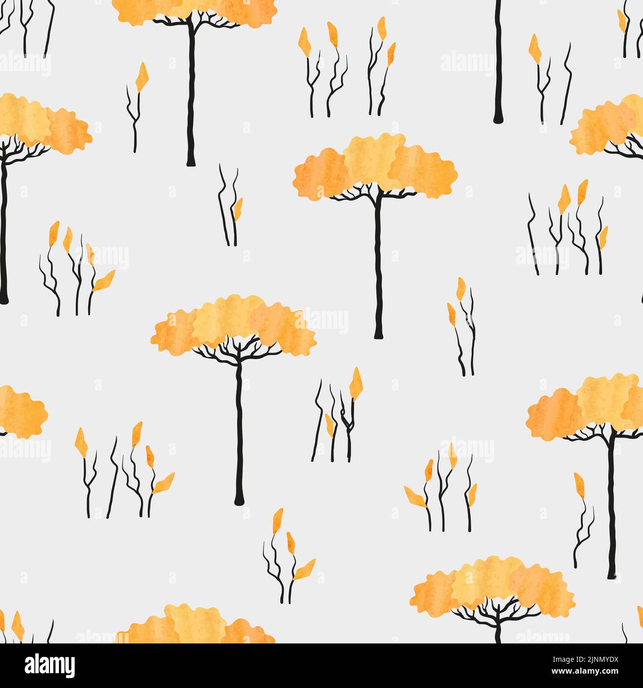 Abstract African tree pattern. Seamless savanna vector illustration ...