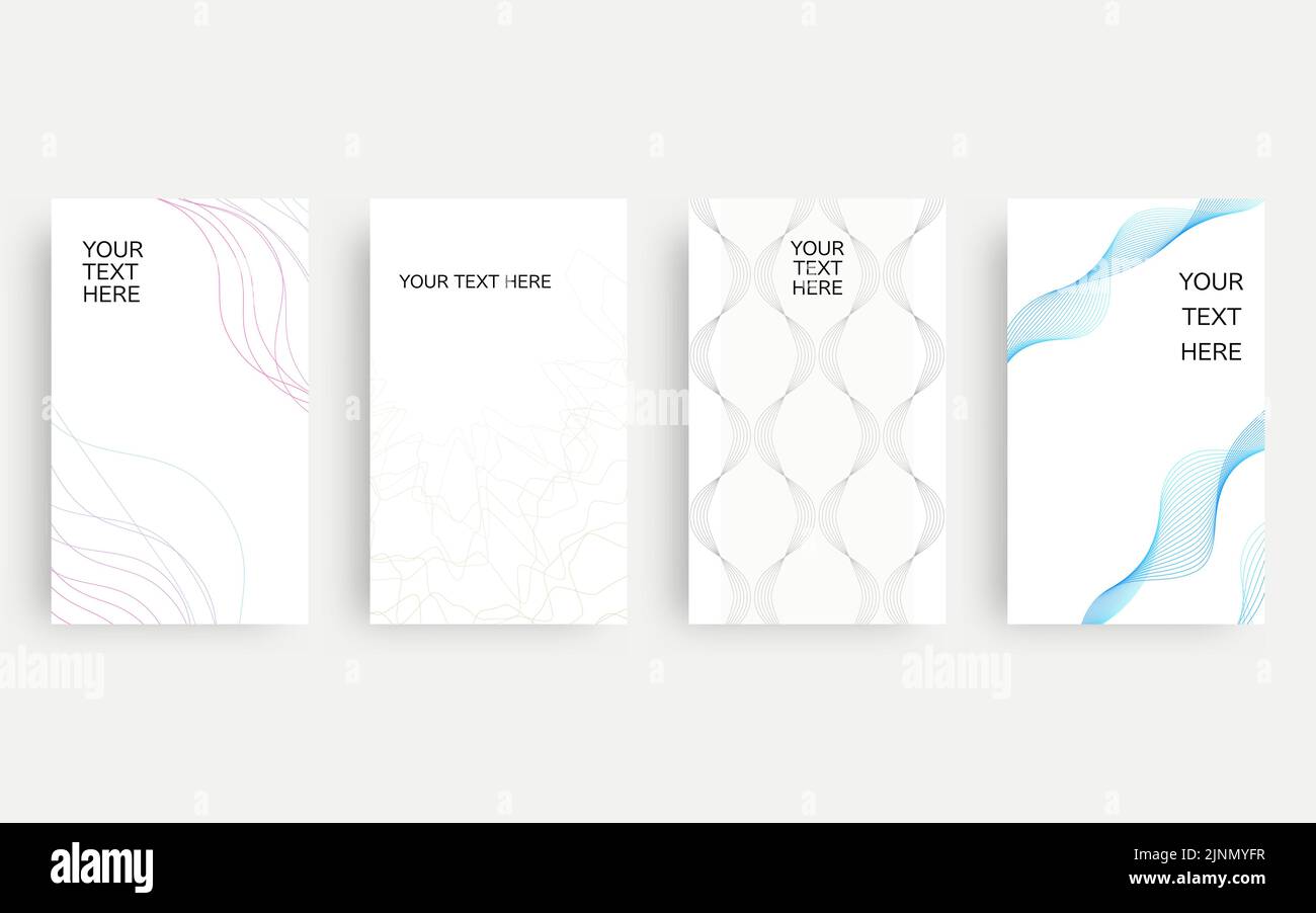 4 card designs with abstract backgrounds, simple white background Stock ...