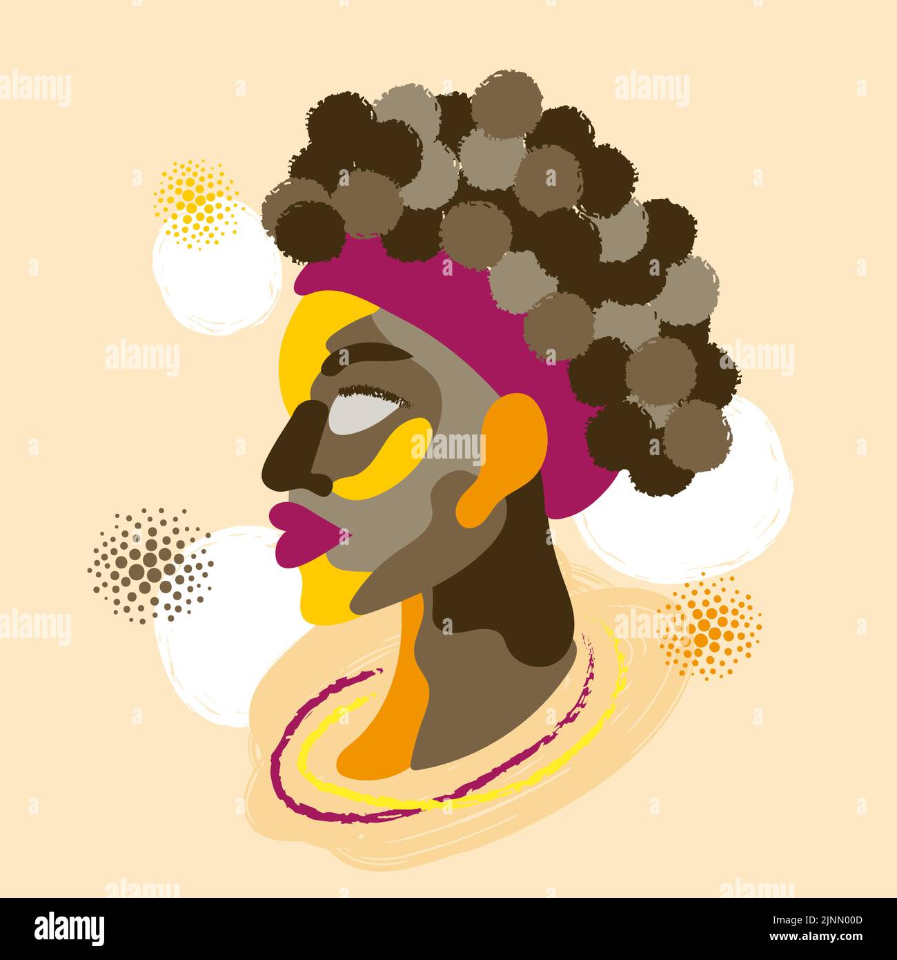 Afro woman abstract portrait. Vector illustration of beautiful African ...