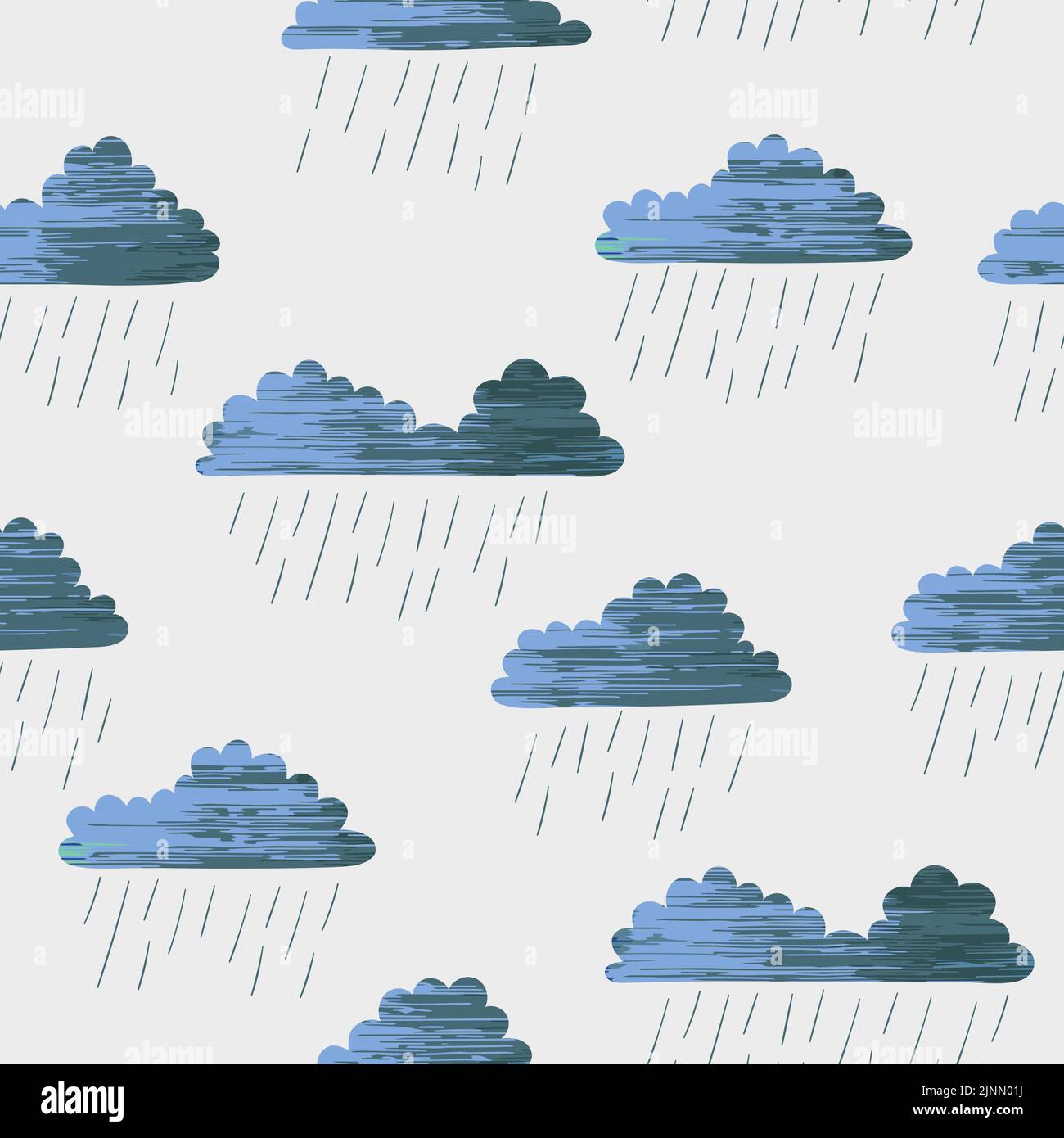 Rain pattern. Repeating vector illustration with dark rainy clouds and ...
