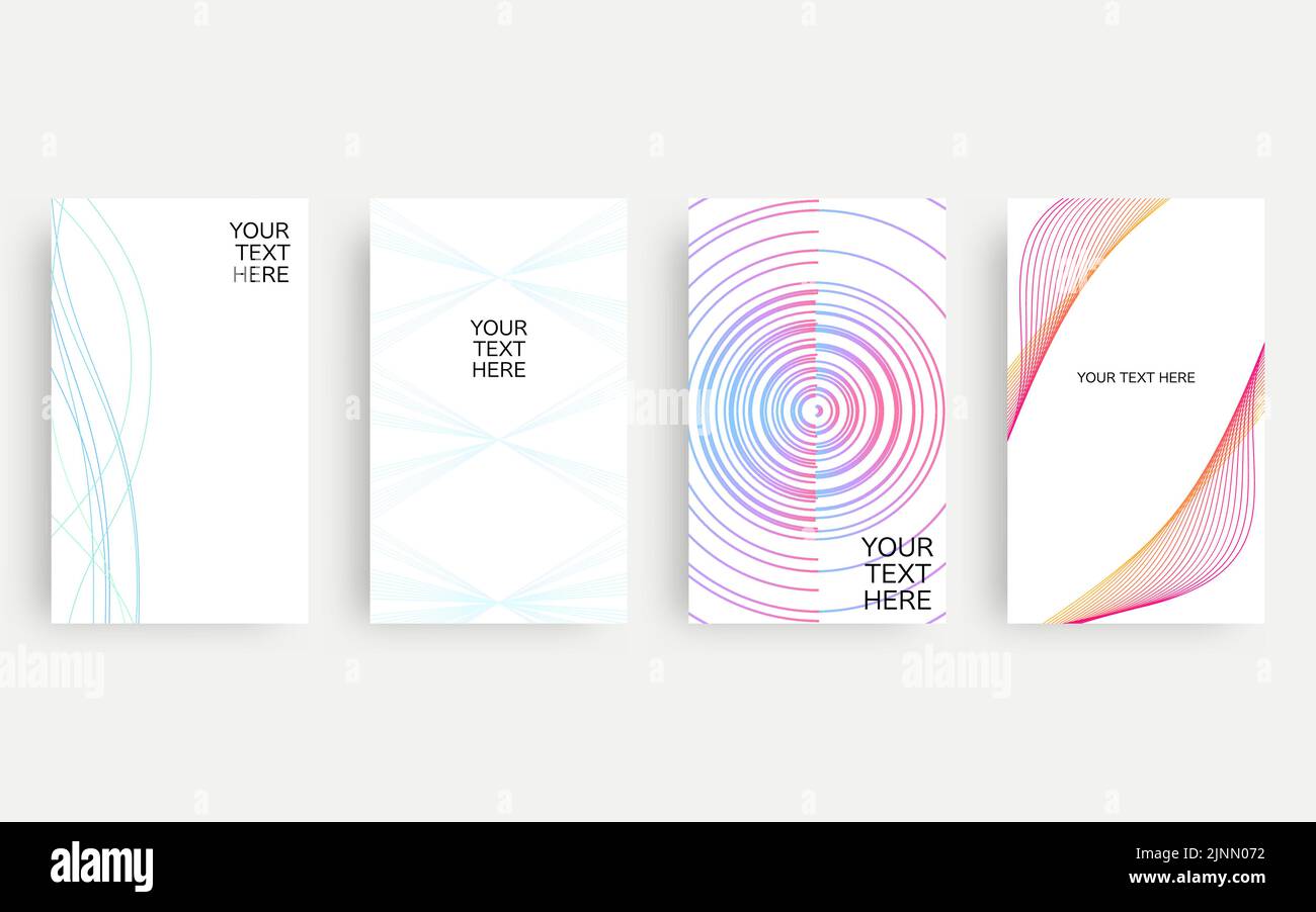 4 card designs with abstract backgrounds, simple white background Stock ...