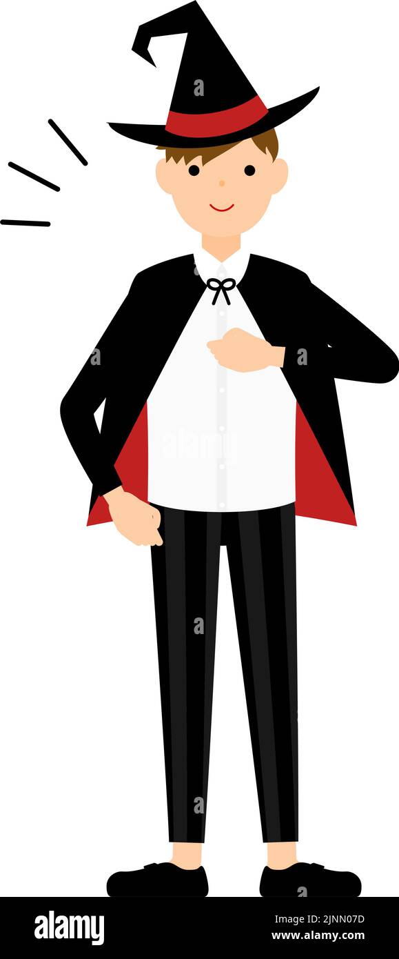 Halloween costume, boy in wizard costume beating his chest in Leave it ...