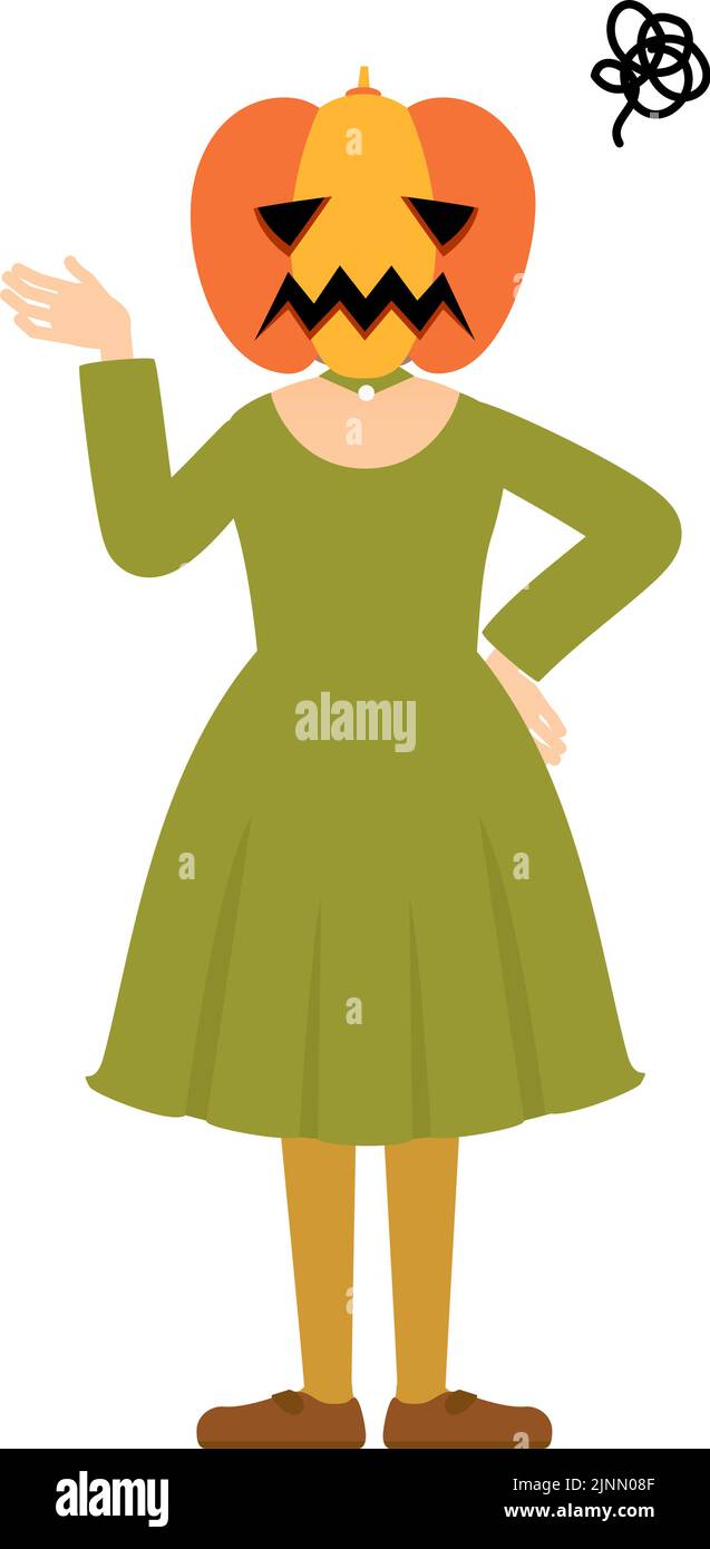 Halloween costume, a girl in a pumpkin ghost costume poses with her ...