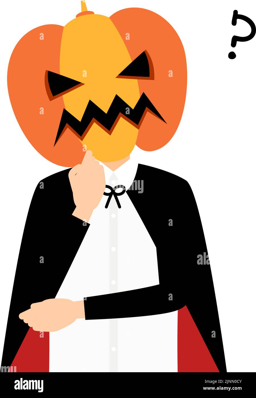 Halloween costume, pose of a boy in a pumpkin ghost, arms folded in ...