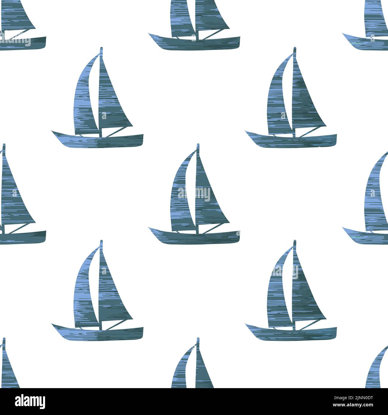 Sailing boat pattern. Minimalist vector seamless illustration with ship ...