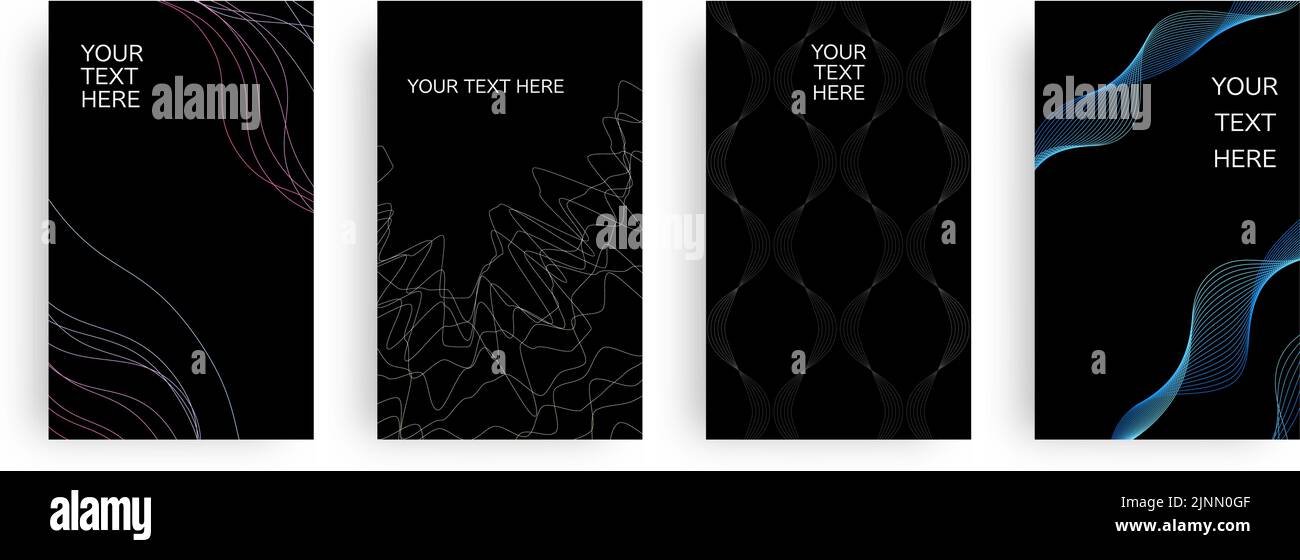 4 card designs with abstract backgrounds, chic black background Stock ...