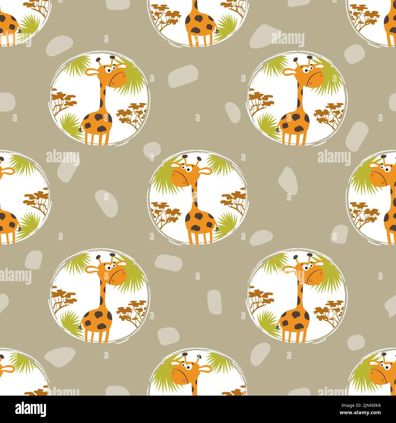 Seamless polka dot pattern with funny giraffes. Baby print Stock Vector ...