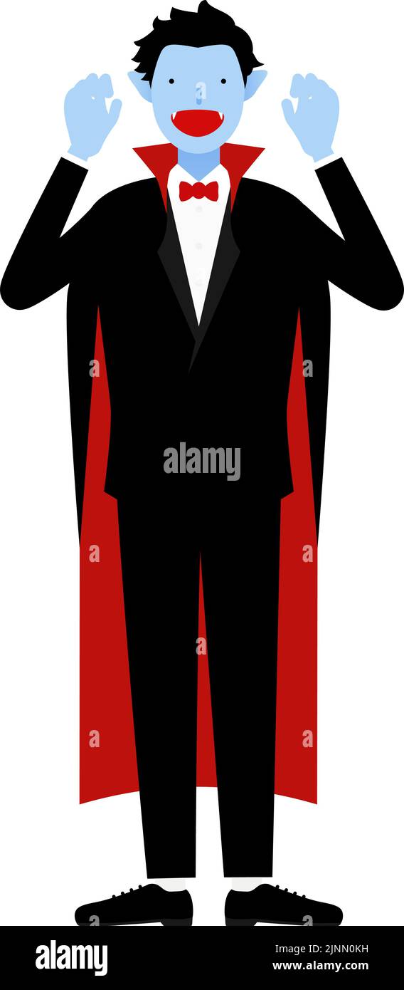 Halloween costume, a man dressed as a vampire poses with his hands in ...