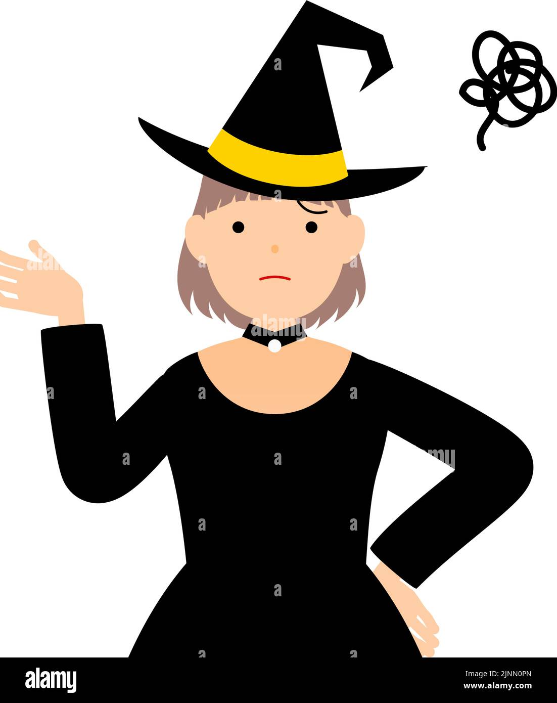 Halloween costume, girl dressed as a witch poses with her hands on her ...