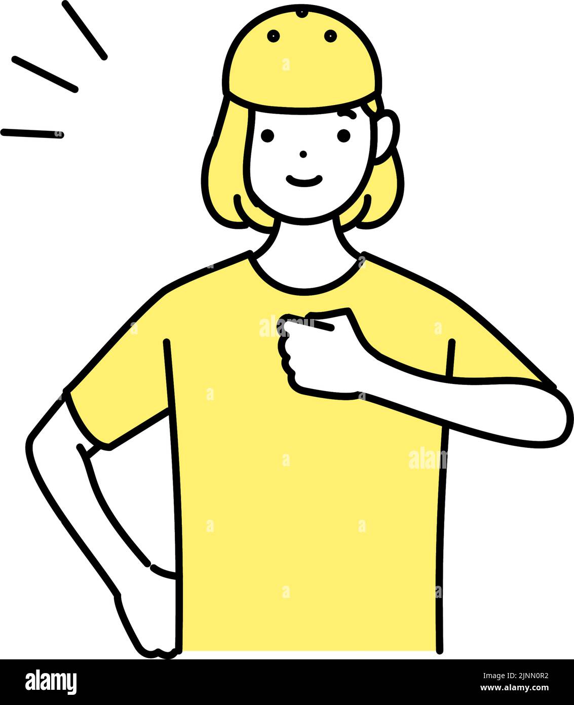 Line drawing of a girl skater smiling and tapping her chest Stock ...