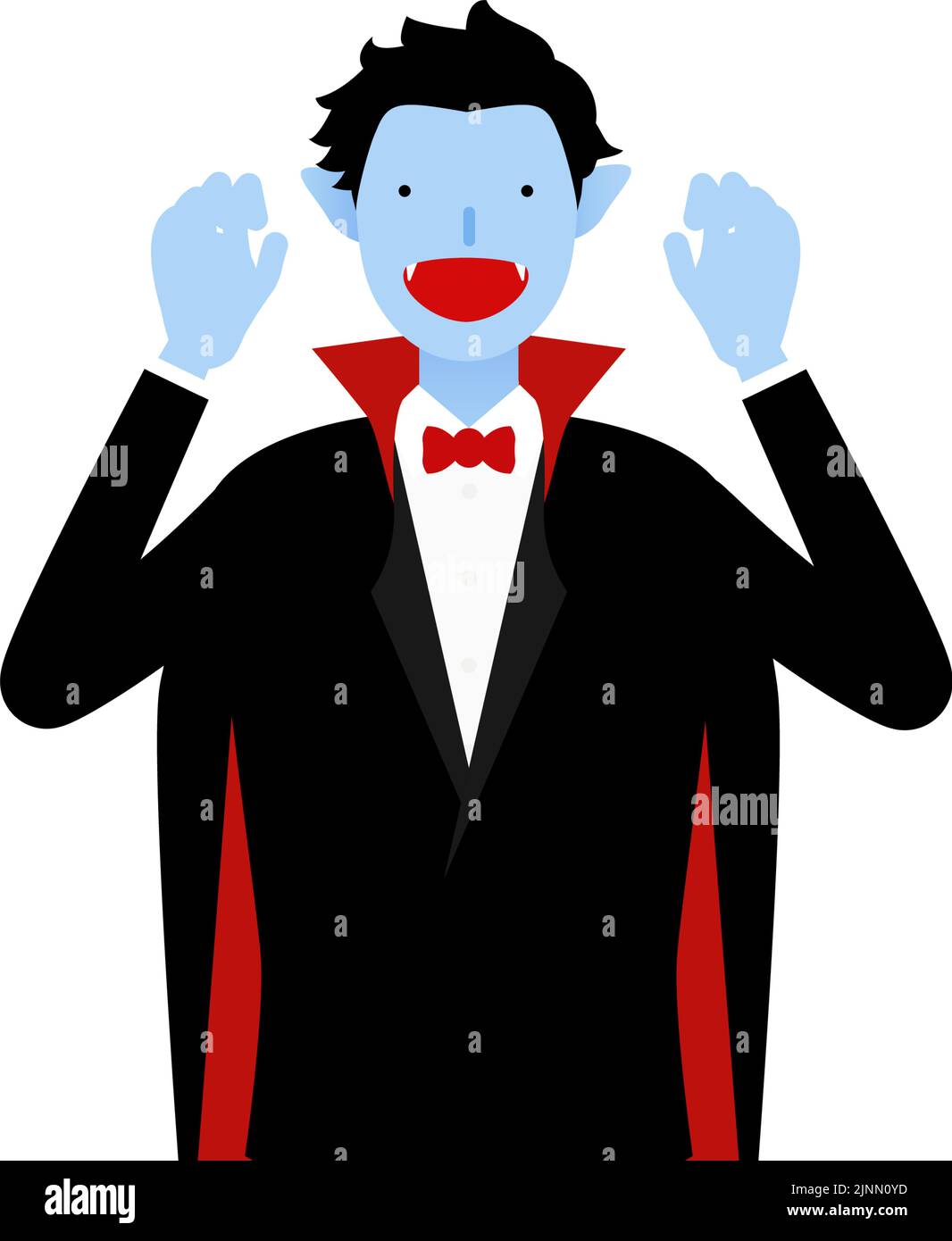 Halloween costume, a man dressed as a vampire poses with his hands in ...