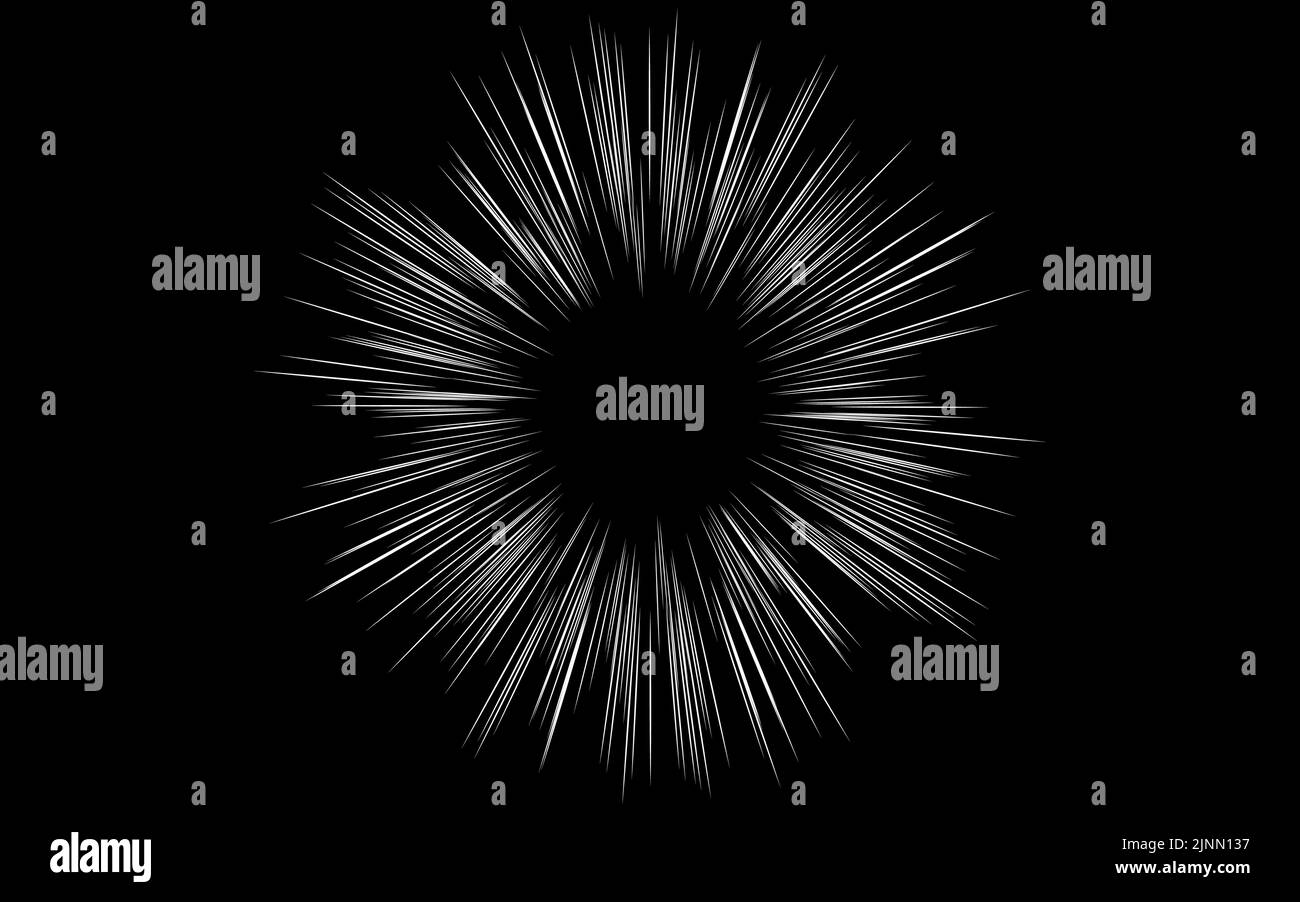 White concentration line on black background (effect line Stock Vector ...