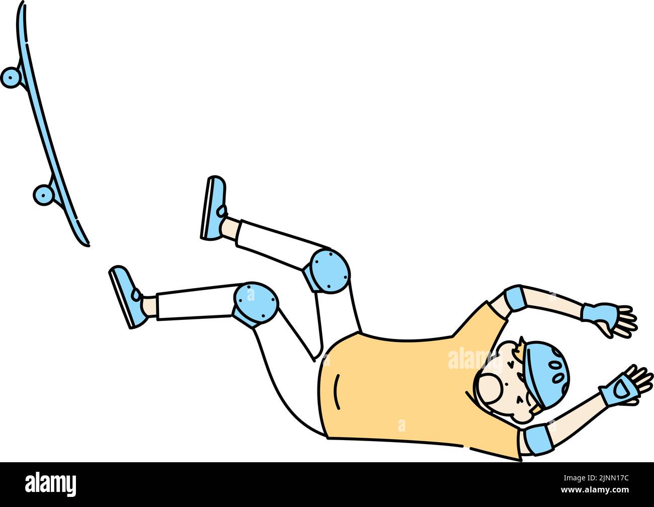 Skateboarder, a boy who loses his balance and falls off his back Stock ...