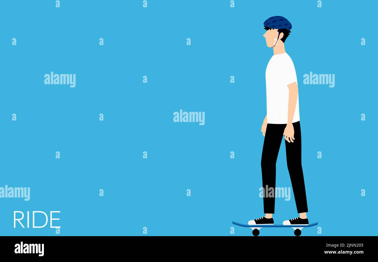 Basic skateboarding pose, man riding a skateboard Stock Vector Image ...