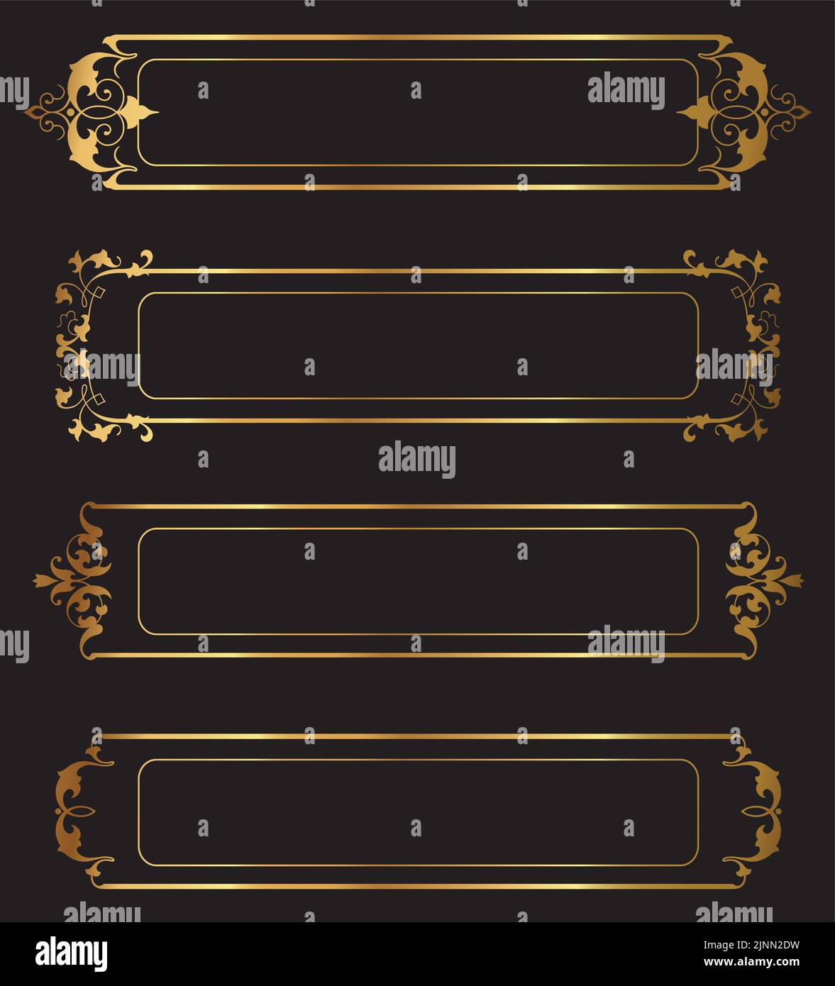 A set of vintage vector gold decorative floral borders banners and ...