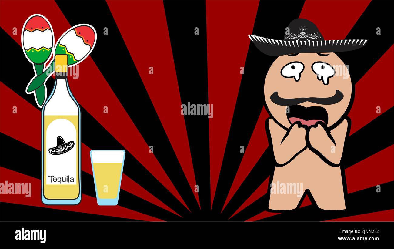 funny mexican character cartoon background. mexican hat vector format ...