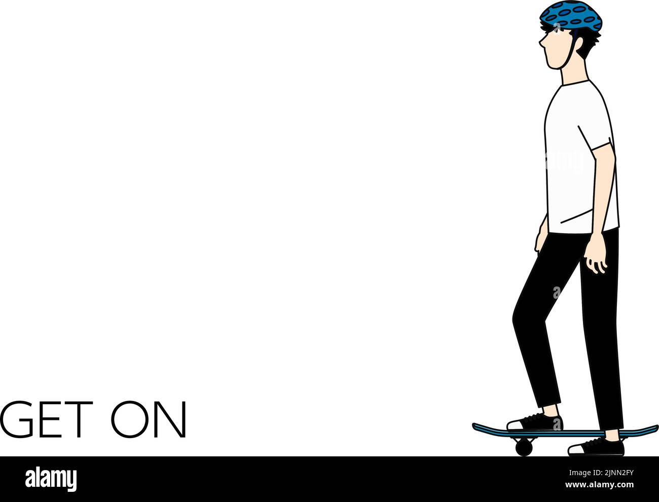 Basic skateboarding pose, a man with one foot on a skateboard Stock ...