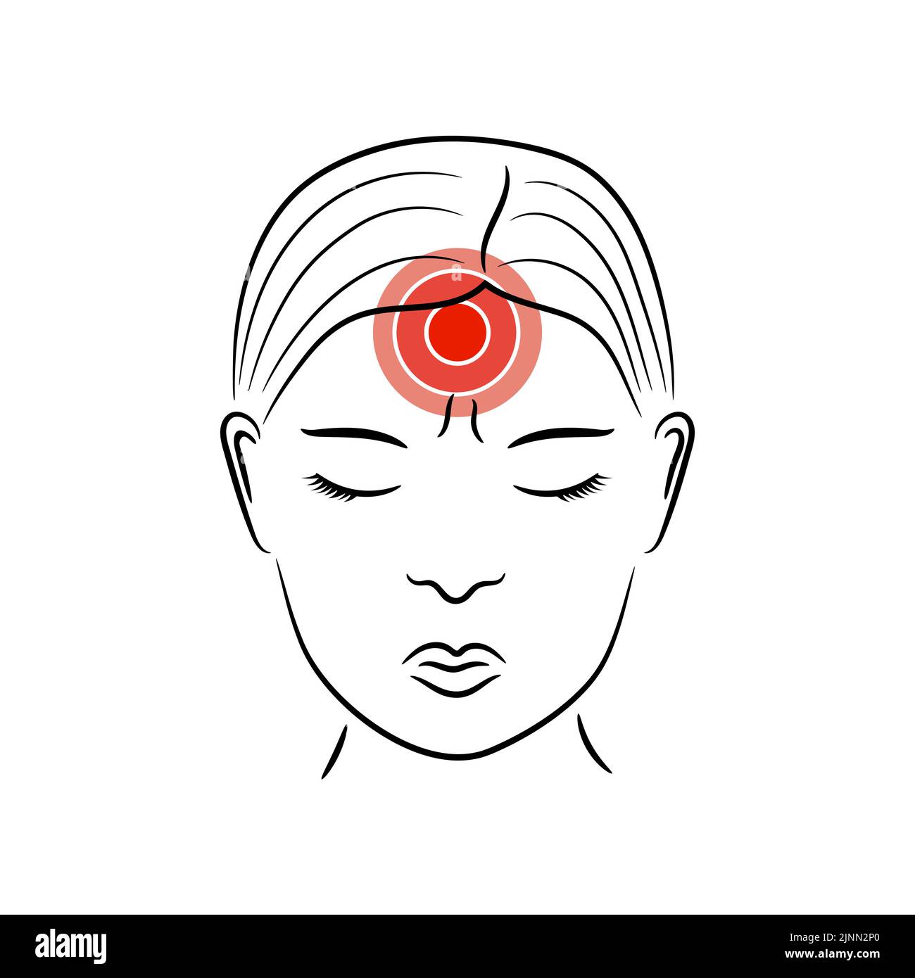 Headache vector illustration. Woman suffers from migraine pain Stock ...