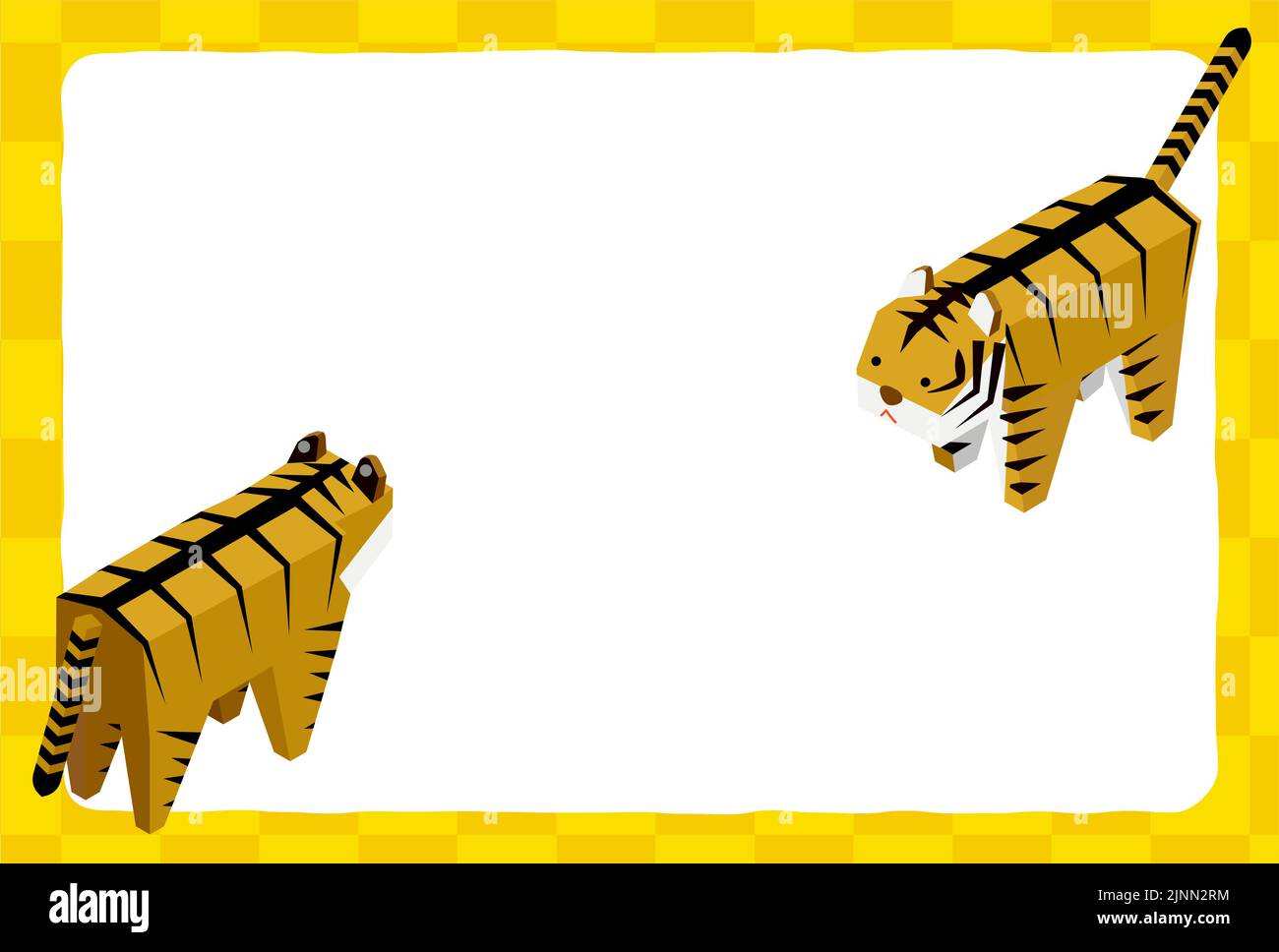 Year of the Tiger New Year Greeting Card 2022, Two Tigers Facing Each Other, Isometric Stock ...