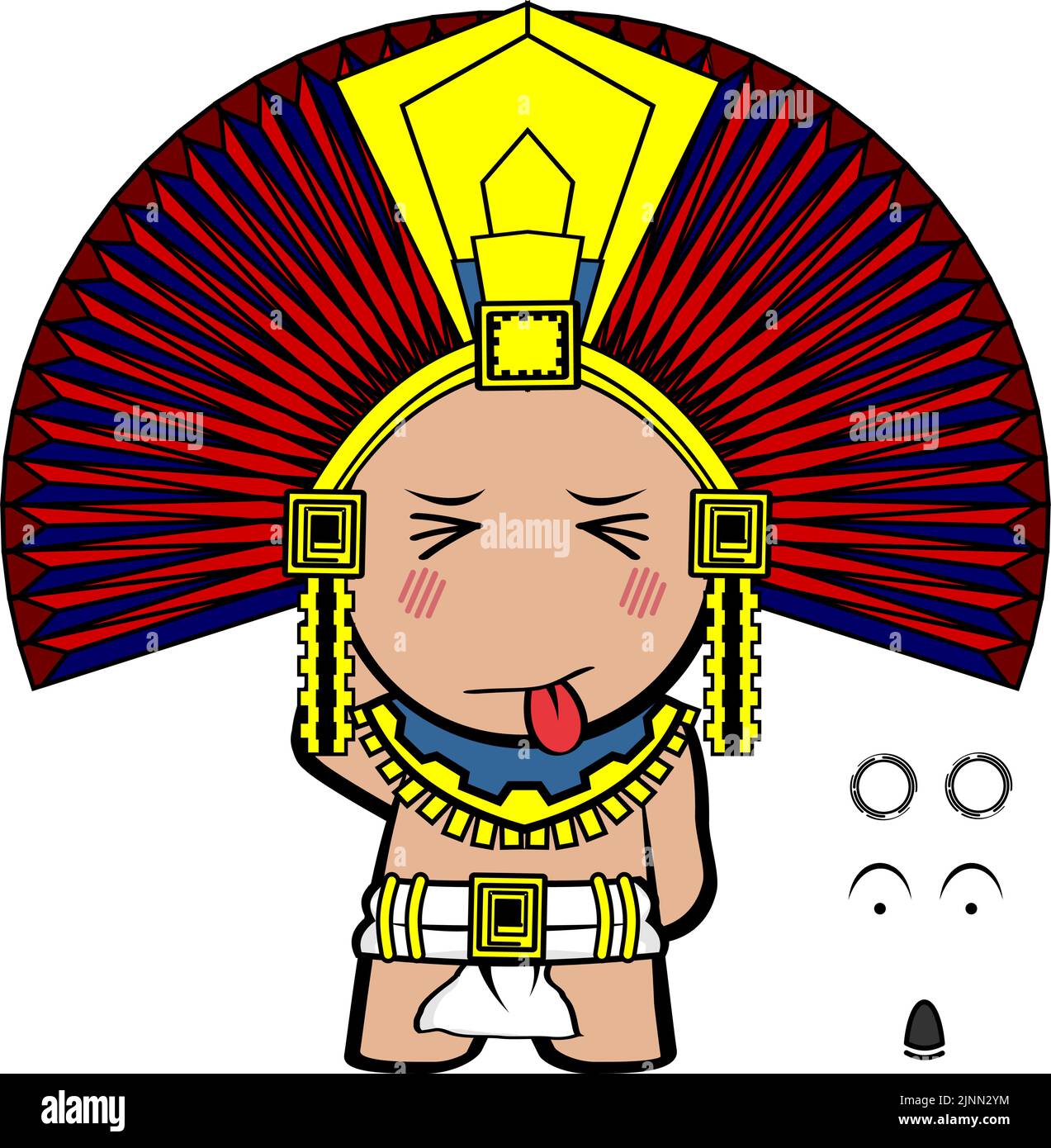 funny aztec kid mexican god cartoon set in vector format Stock Vector ...