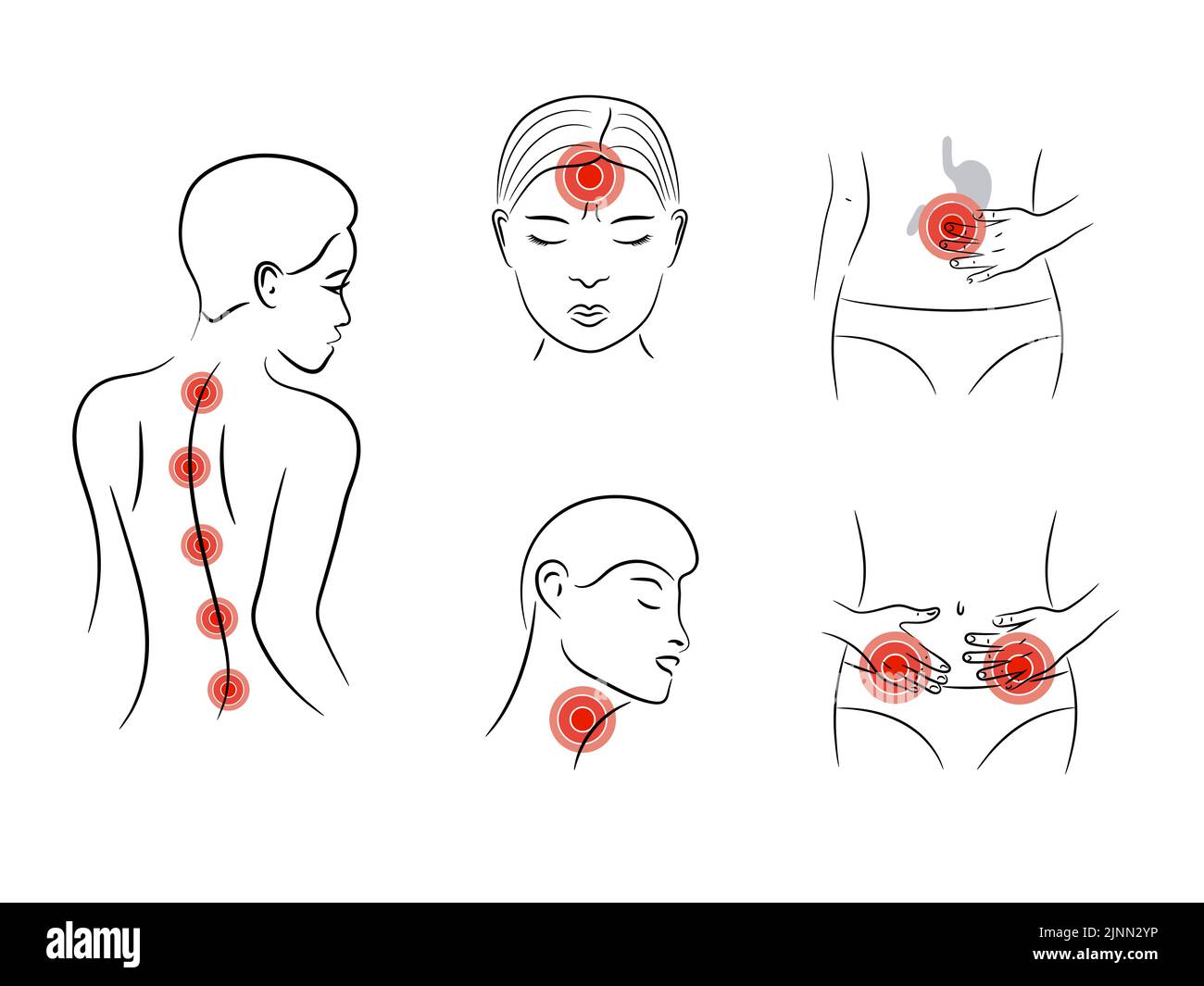 Pain vector set. Body aches in different parts Stock Vector Image & Art ...