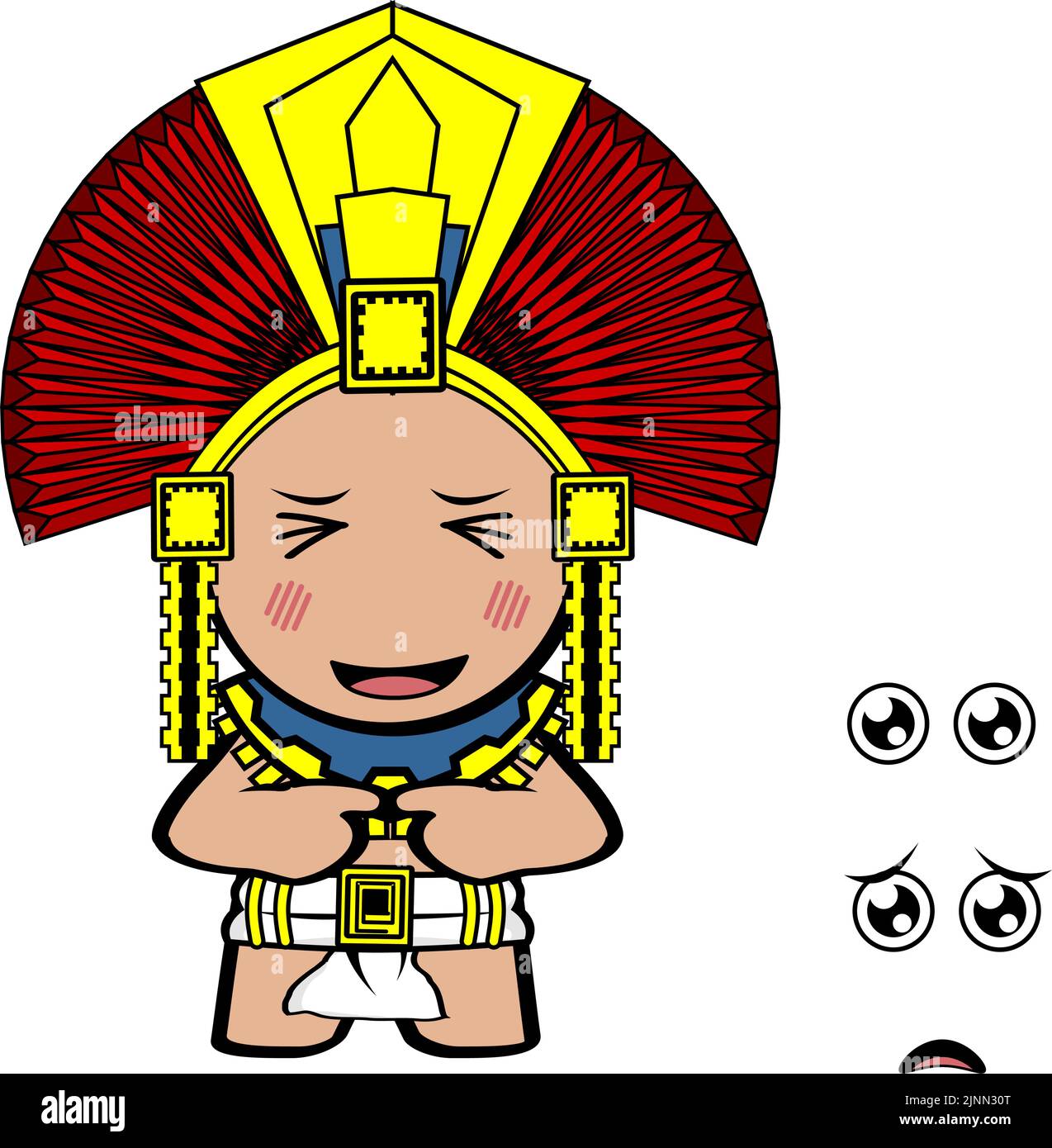 funny aztec kid mexican god cartoon set in vector format Stock Vector ...