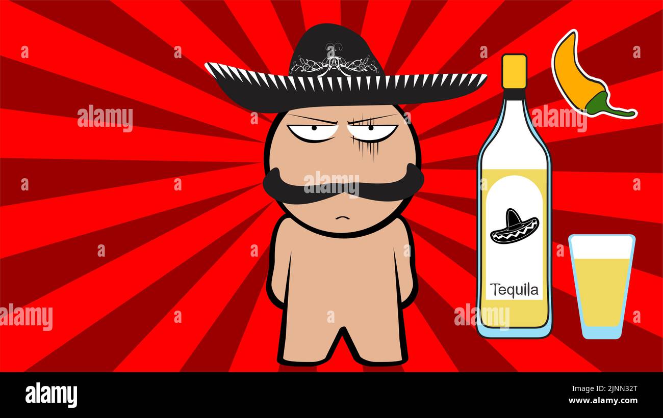 funny mexican character cartoon background. mexican hat vector format ...