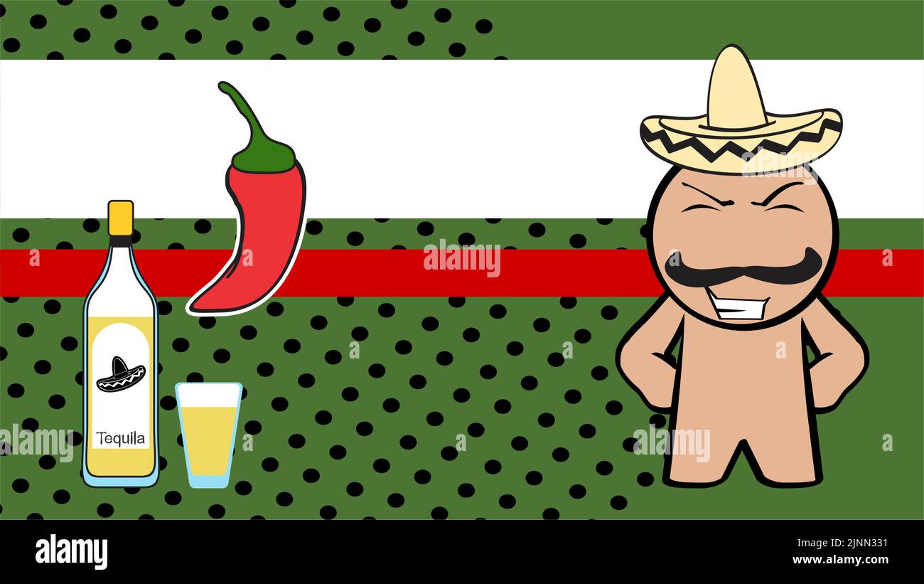 funny mexican character cartoon background. mexican hat vector format ...
