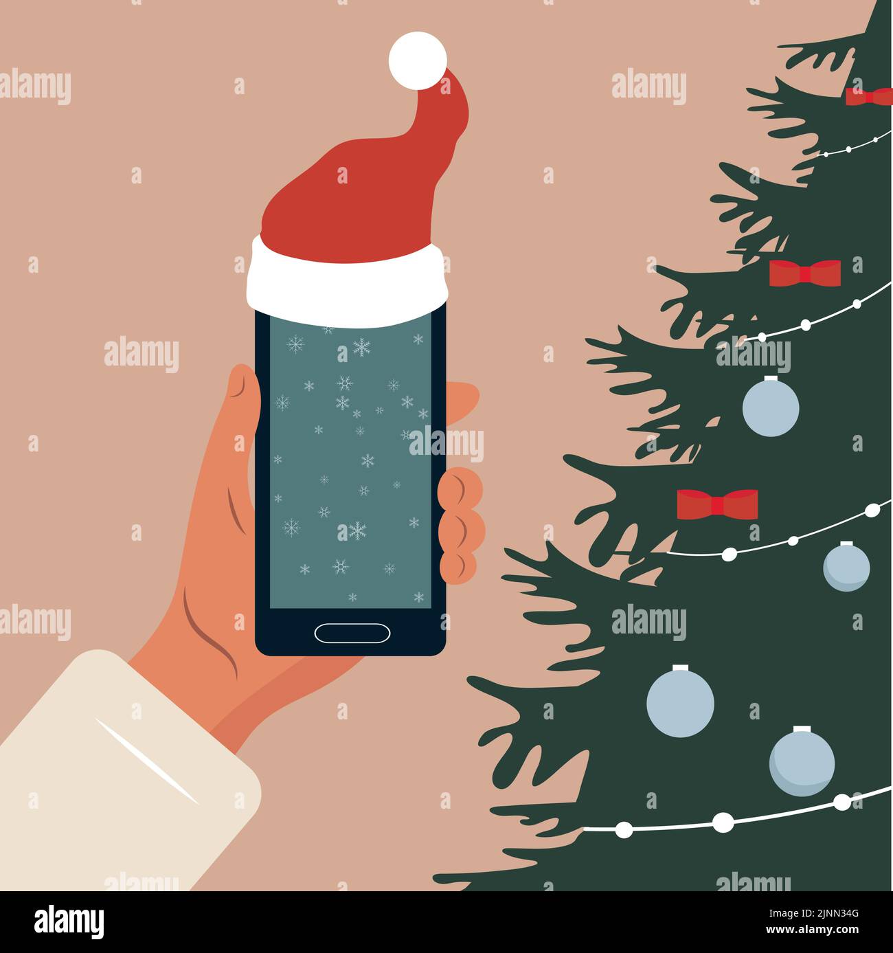 Christmas cell phone santa Stock Vector Images - Alamy