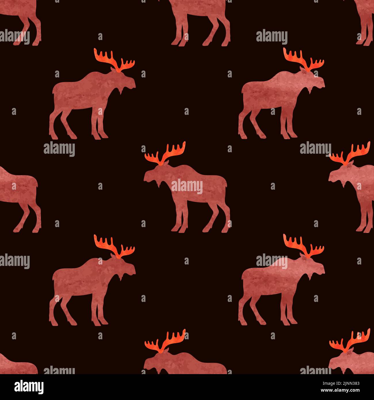 Seamless elk pattern. Vector watercolor moose background Stock Vector ...