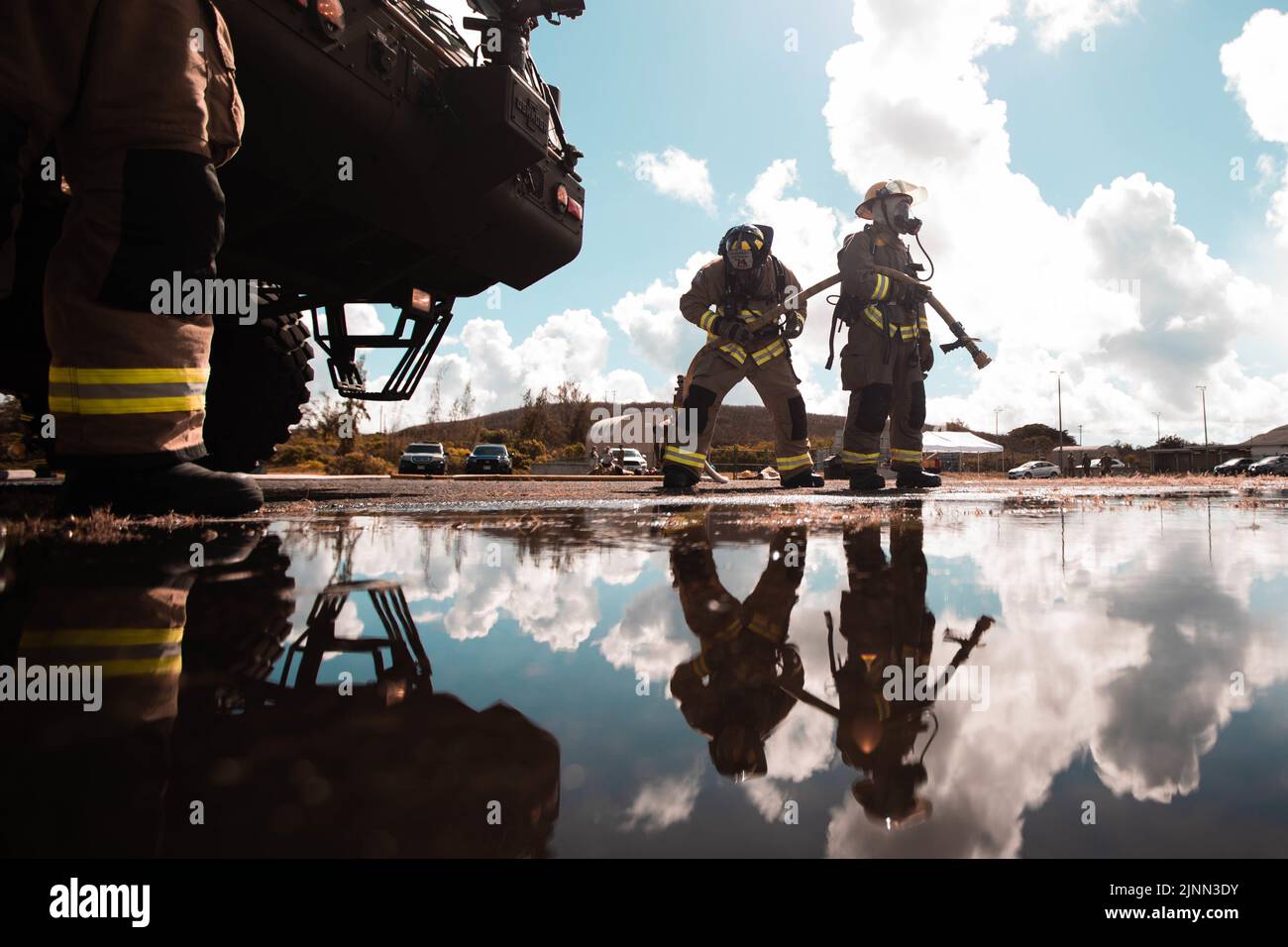 U.S. Marines assigned to Aircraft Rescue and Firefighting, Marine Corps ...