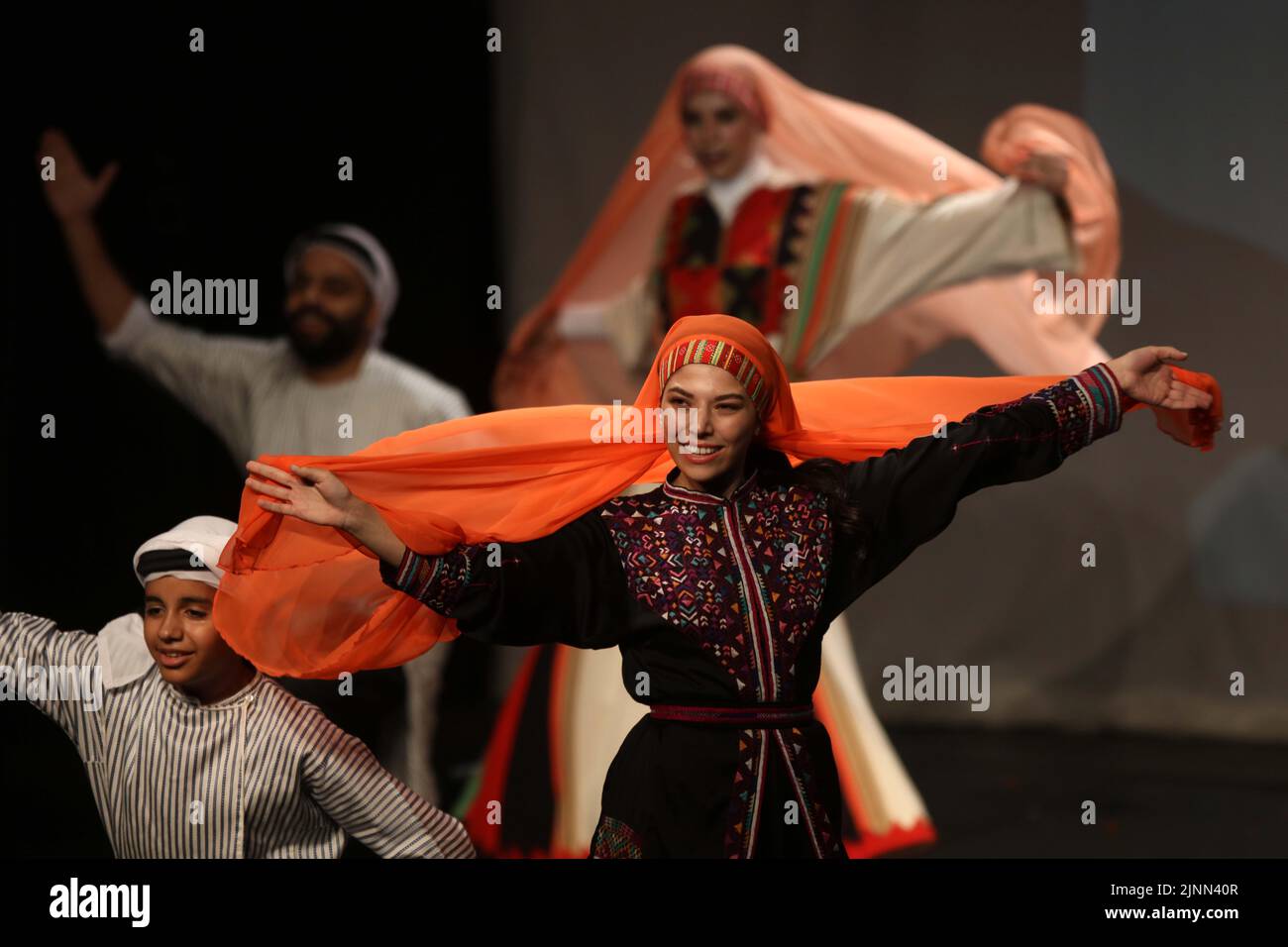 Amman, Jordan. 12th Aug, 2022. Dancers perform the traditional dance ...