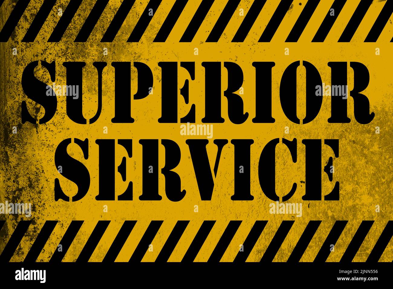 Superior service sign yellow with stripes, 3D rendering Stock Photo - Alamy