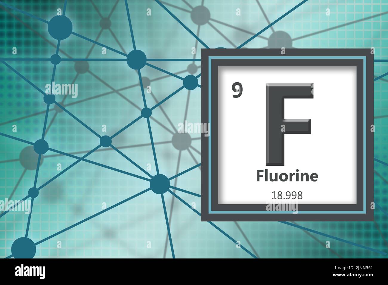 Fluorine chemical element with atomic number and atomic weight, 3d ...