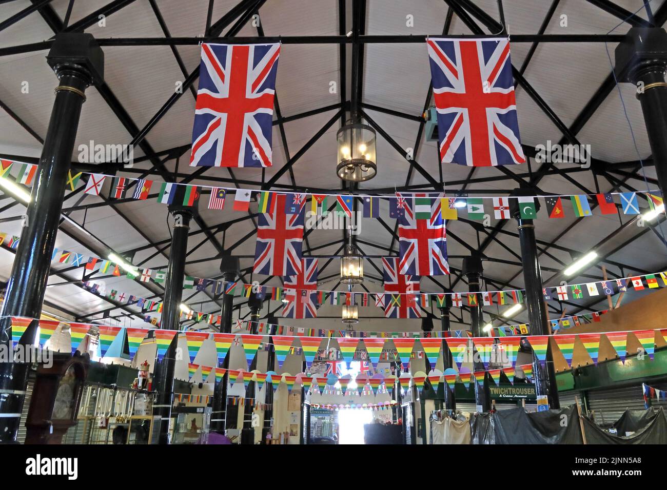 Interior of Nantwich Market, Market Street, Nantwich, Cheshire, England ...
