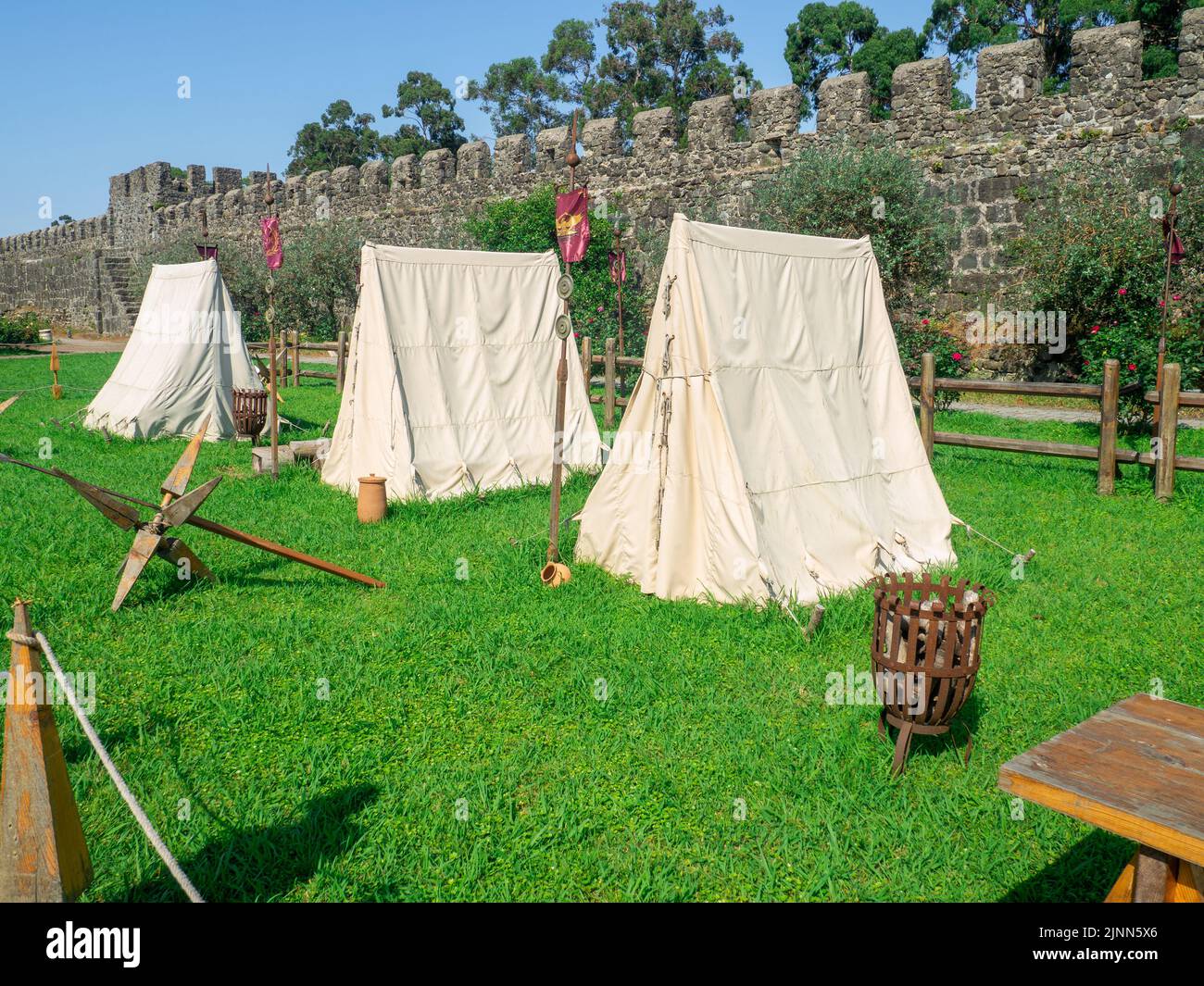 Recreated atmosphere of a medieval castle. Old architecture. Beautiful ...