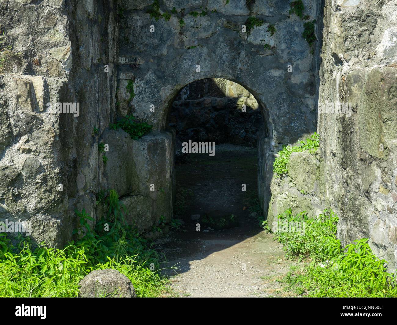 Remains of an old castle. Ancient fortifications made of stone. Museum ...